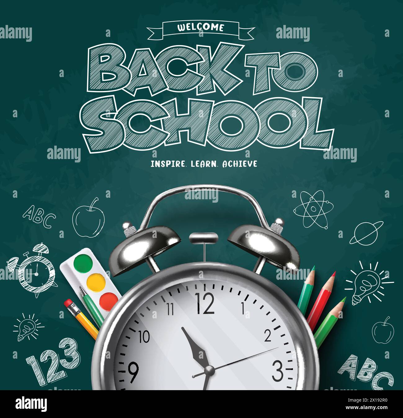 Back to school vector poster design. Welcome back to school greeting in ...