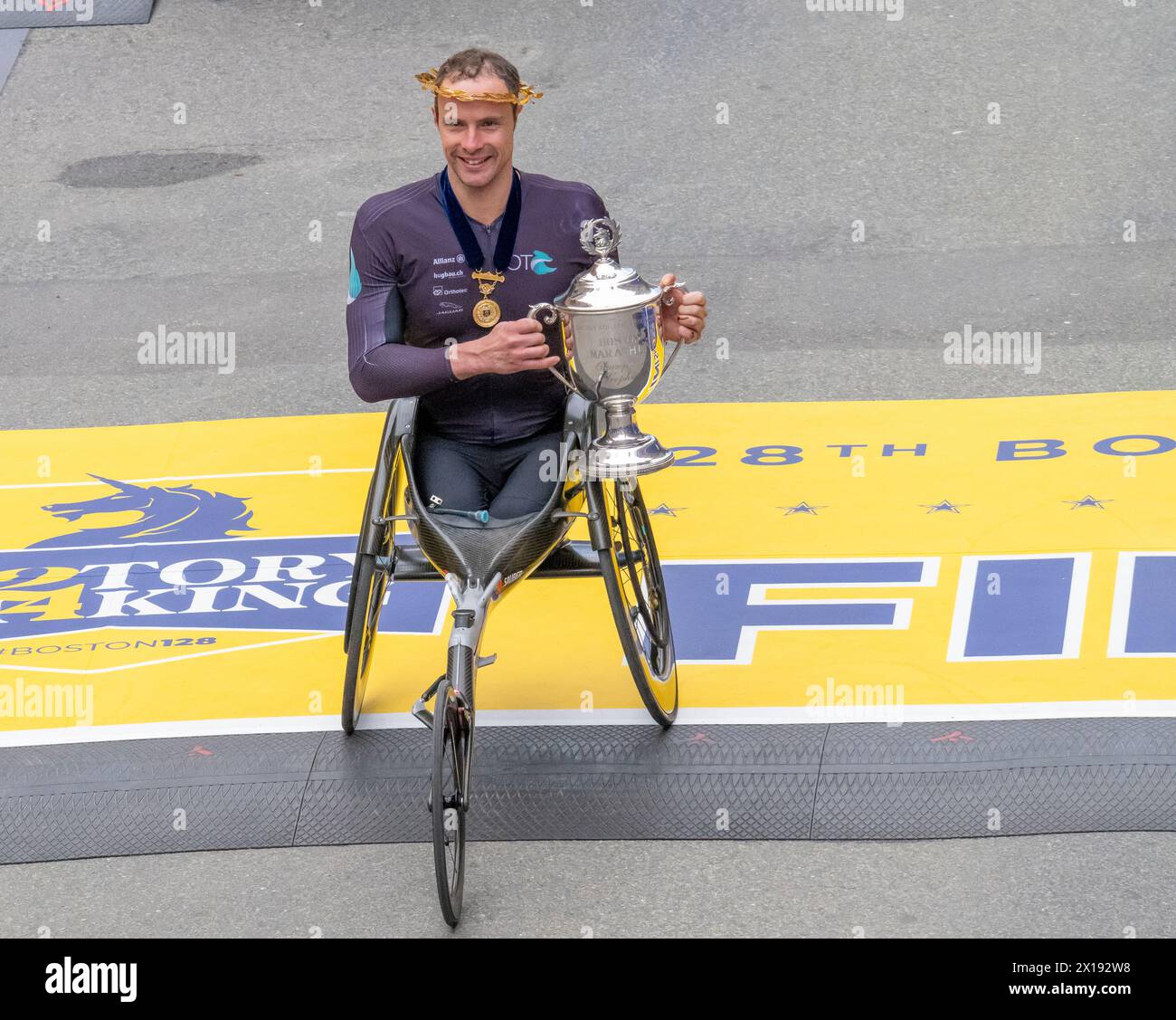 Boston, Massachusetts, USA April 15, 2024 Marcel Hug of Sweden at the ...