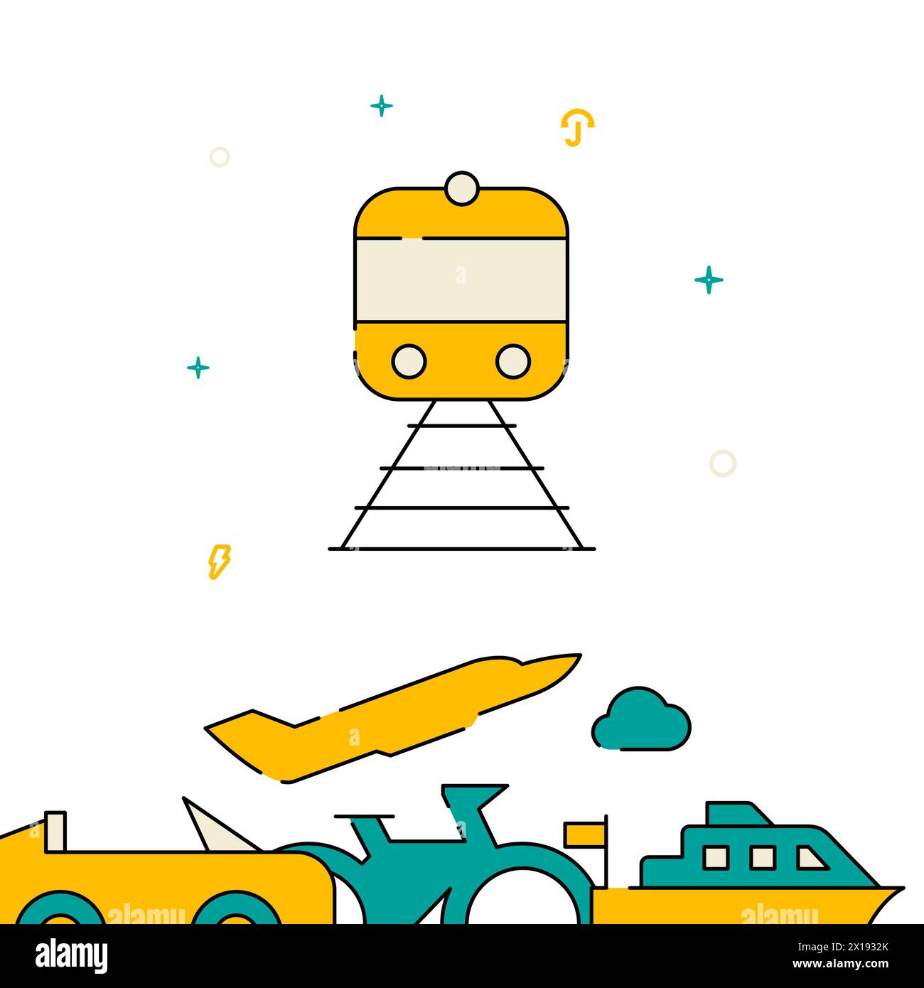 Suburban train filled line vector icon, simple illustration, transport ...