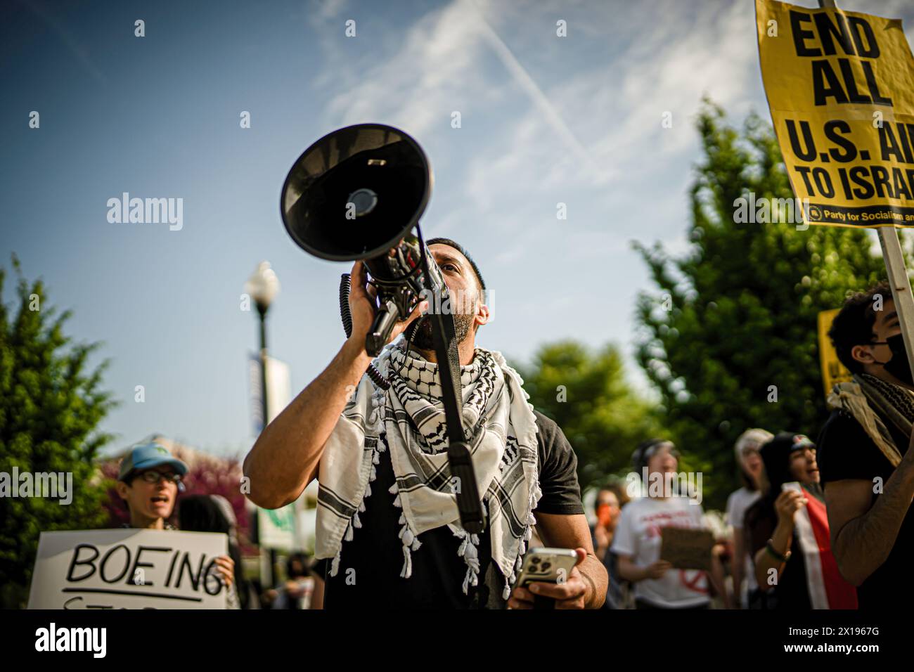 Arlington, United States. 15th Apr, 2024. A pro-Palestine protester ...