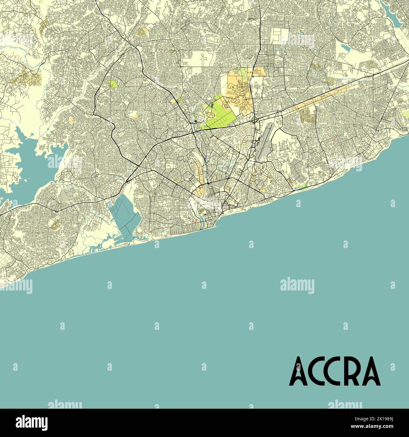 Accra, Ghana map poster art Stock Vector Image & Art - Alamy