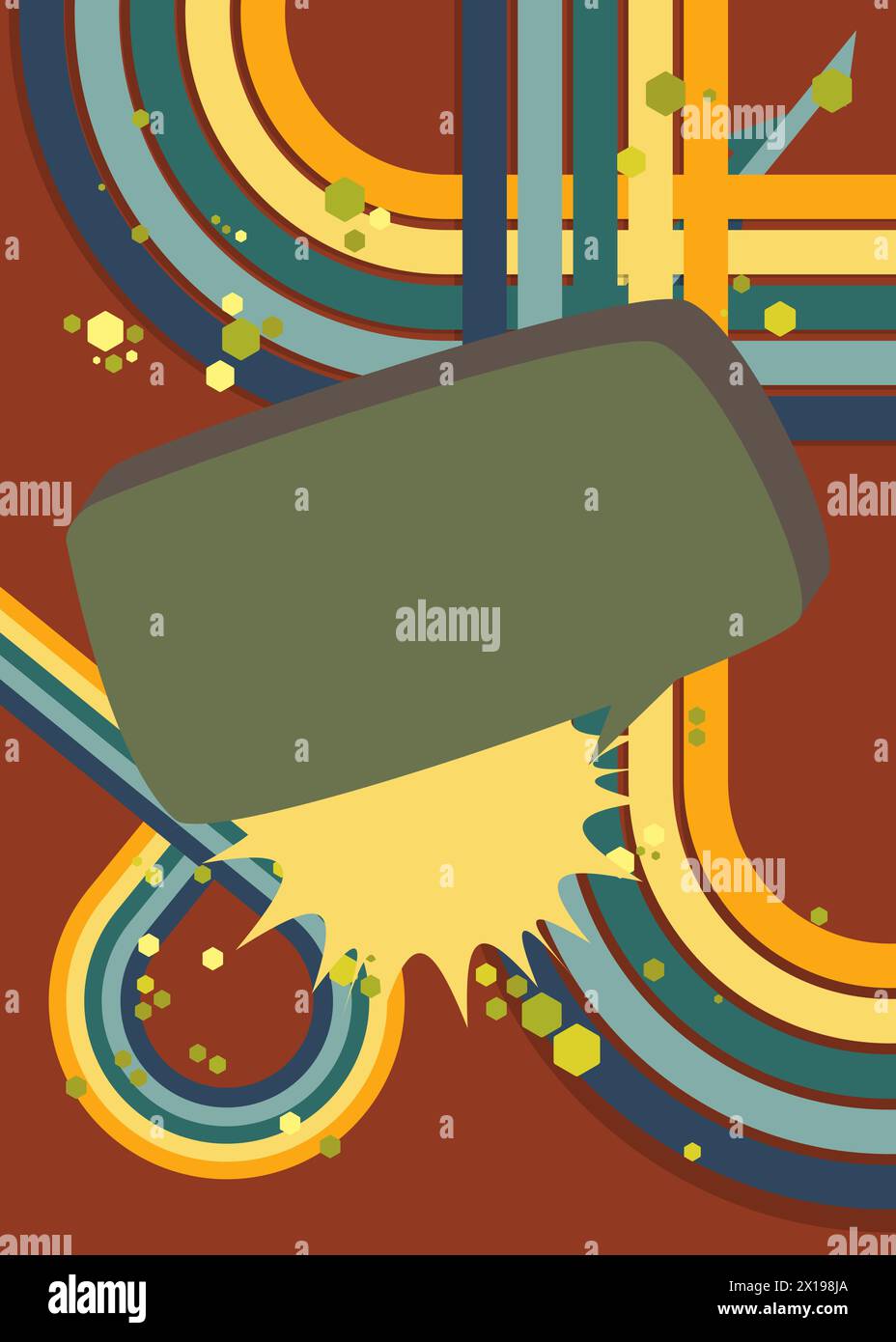 Retro 70s Background with speech bubble. Groovy Message sign, 1970s art ...