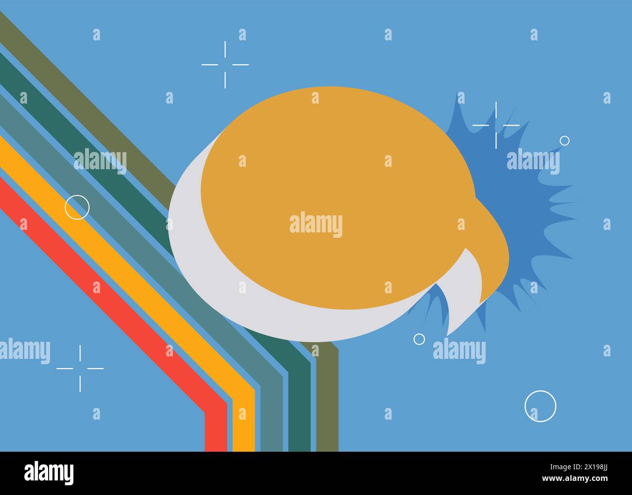 Retro 70s Background with speech bubble. Groovy Message sign, 1970s art ...