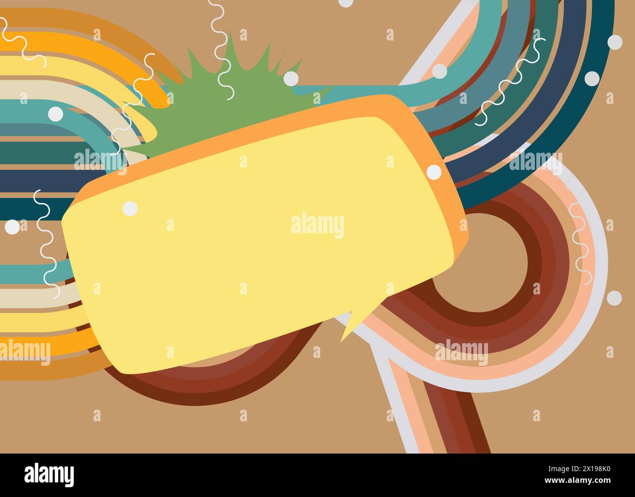 Retro 70s Background with speech bubble. Groovy Message sign, 1970s art ...