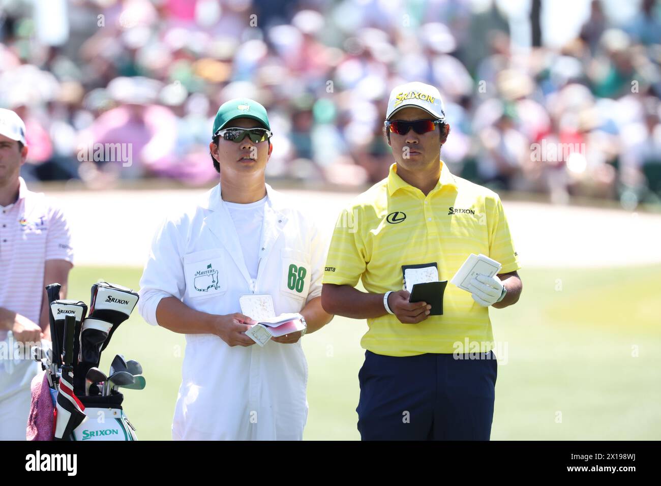 Japan's Hideki Matsuyama and his caddie Shota Hayafuji on the 3rd hole during the day 4 of the ...