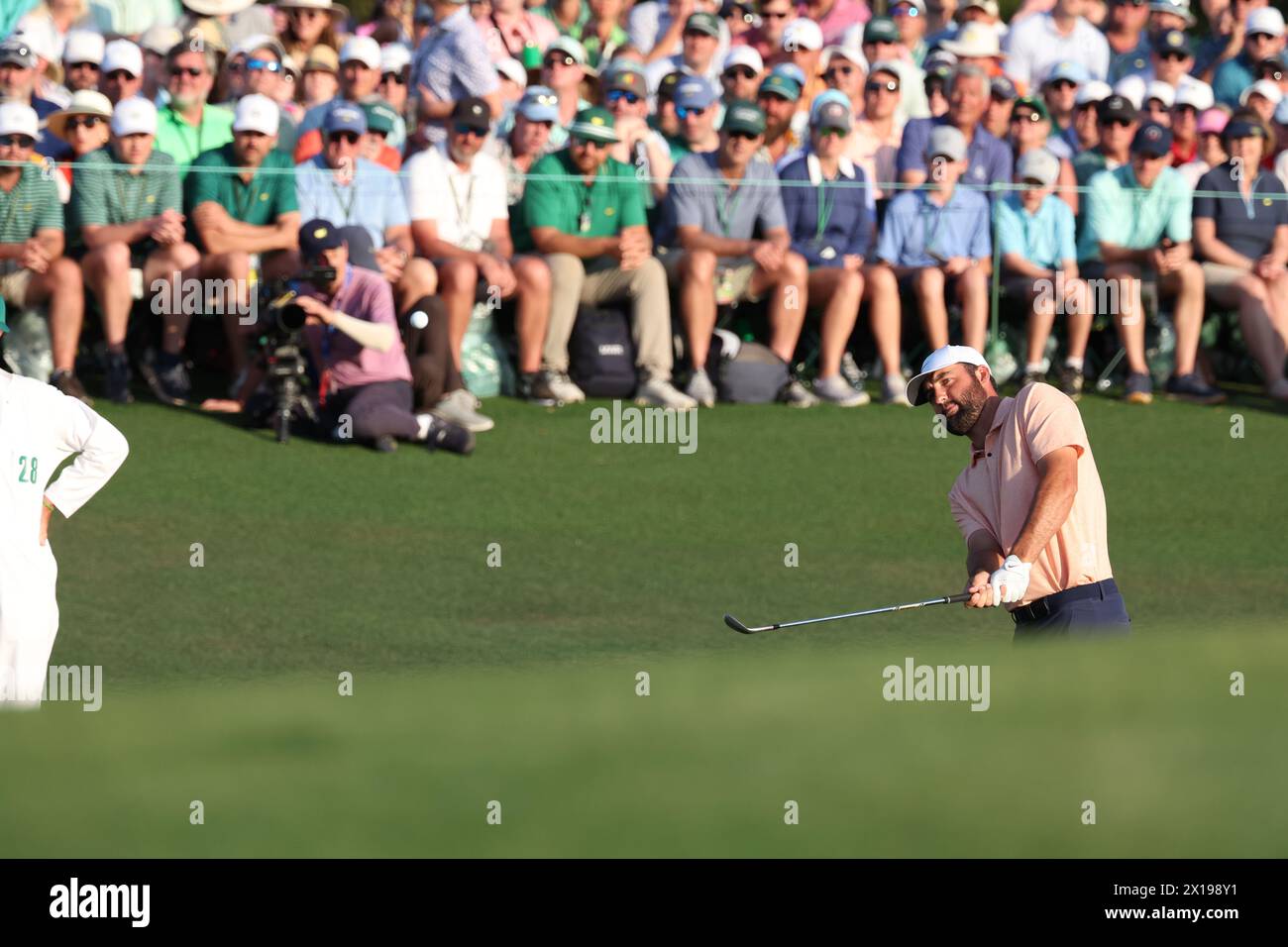United States' Scottie Scheffler on the 18th hole during the day 4 of ...