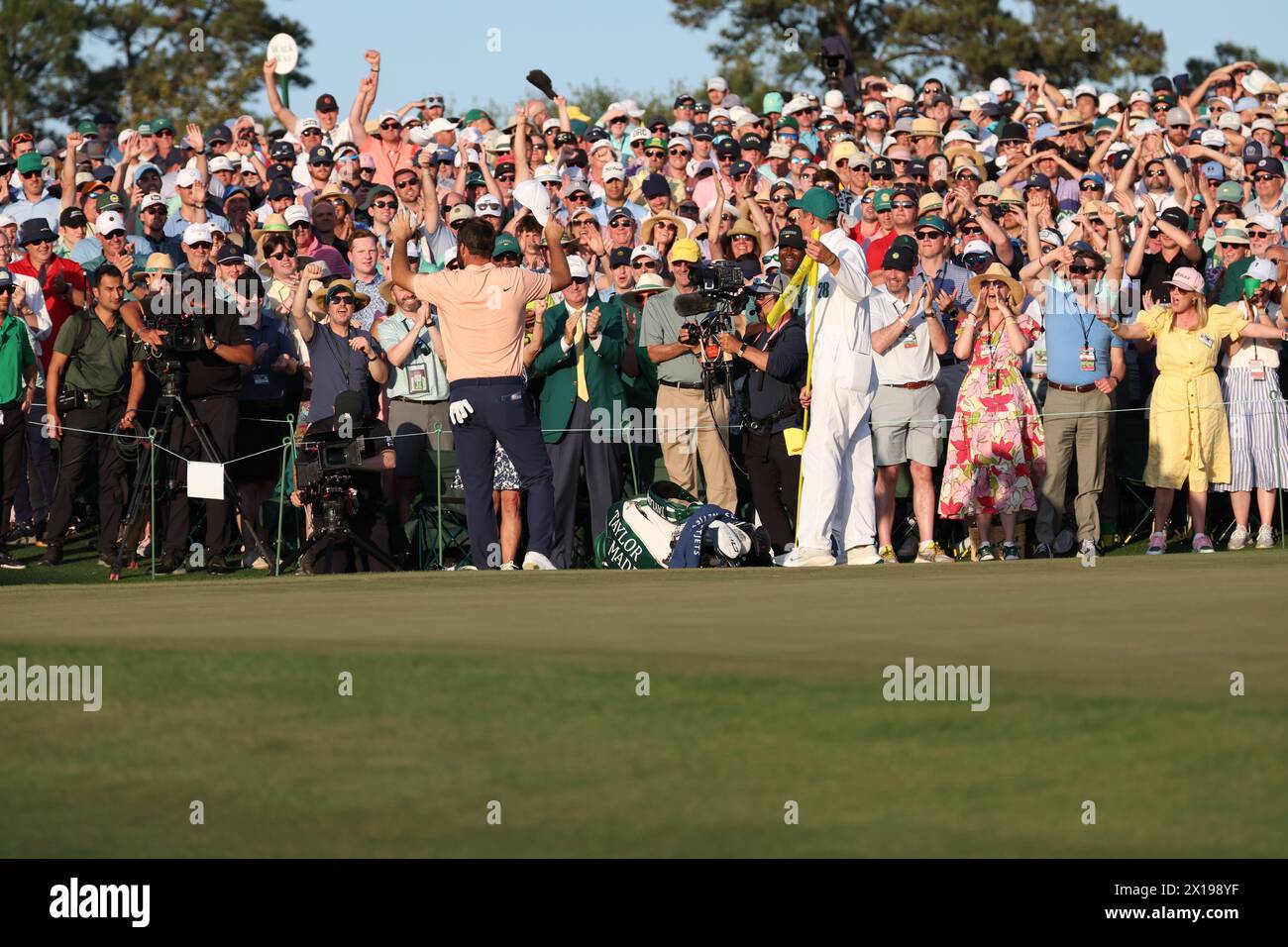 United States' Scottie Scheffler on the 18th hole during the day 4 of ...