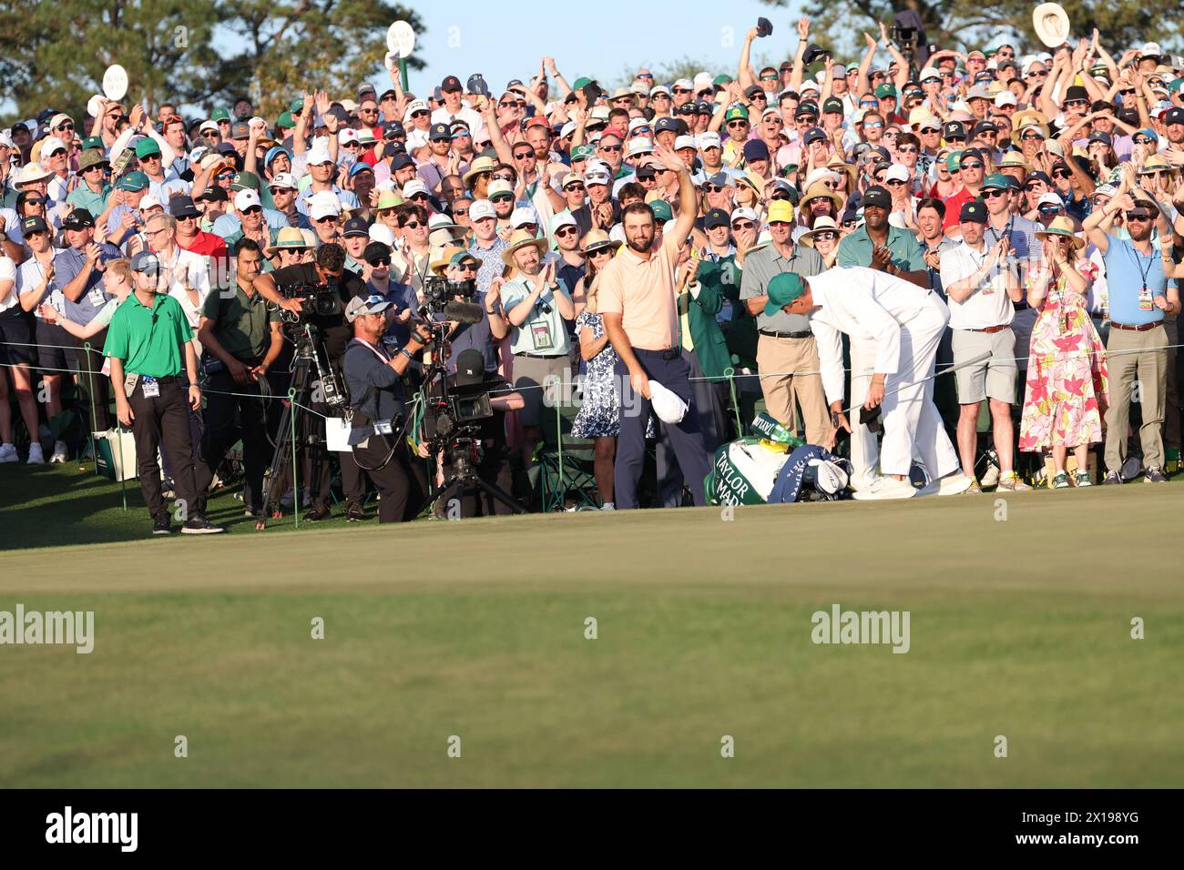 United States' Scottie Scheffler on the 18th hole during the day 4 of ...