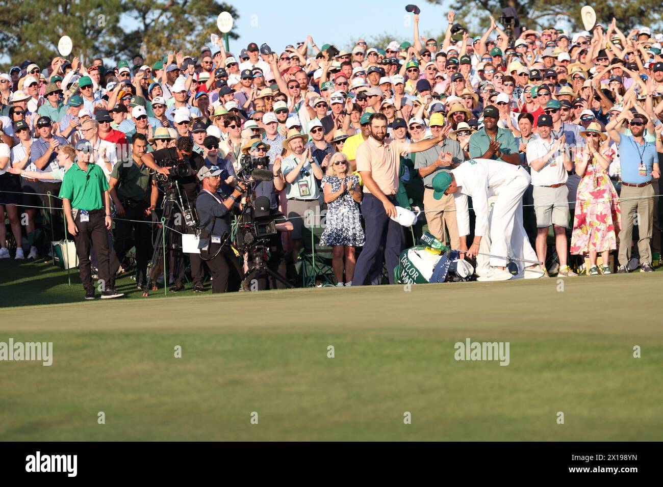 United States' Scottie Scheffler on the 18th hole during the day 4 of ...