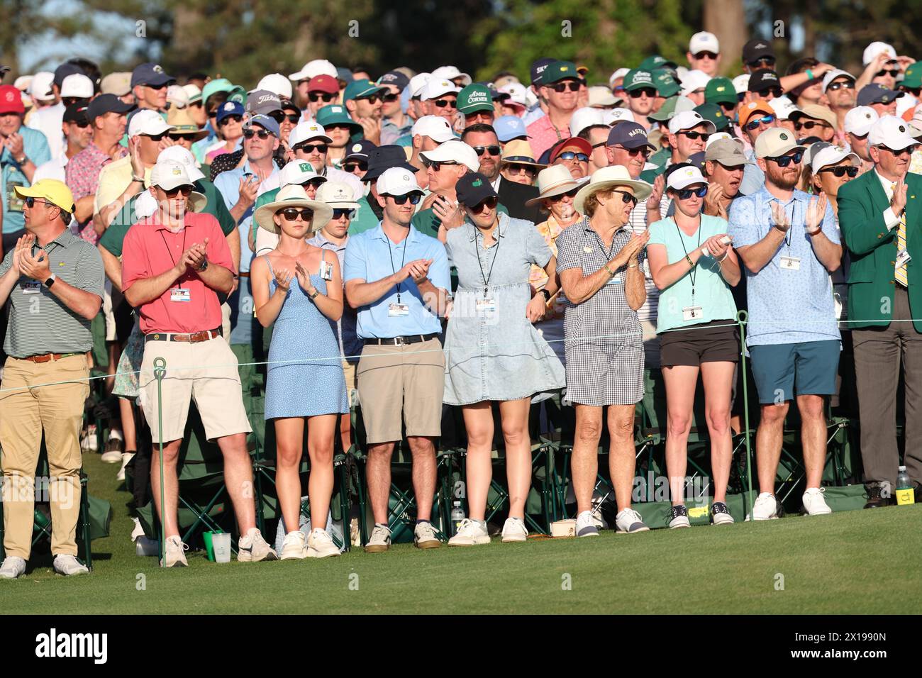 General view of patrons during the day 4 of the 2024 Masters golf ...