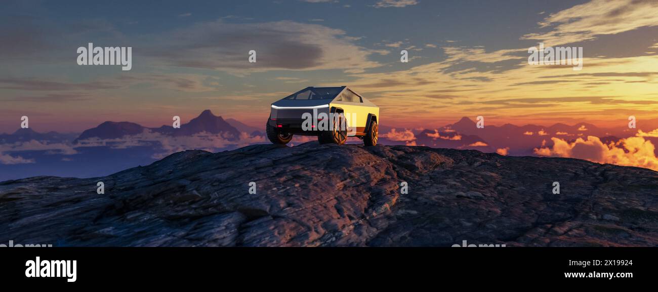 Tesla cybertruck driving in hi-res stock photography and images - Alamy