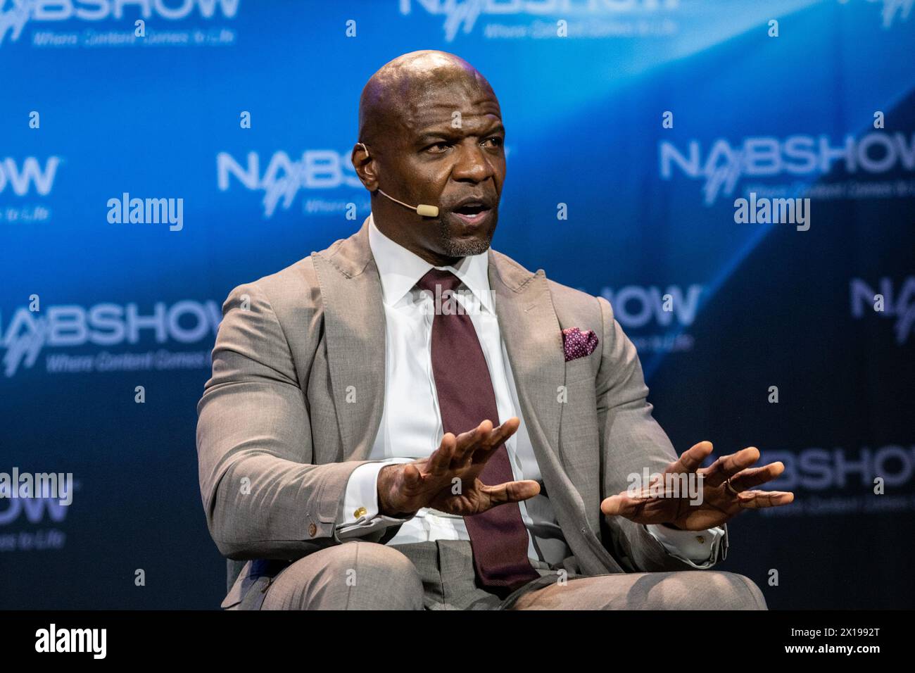 Las Vegas, NV, USA. 15th Apr, 2024. Terry Crews speaking during the ...
