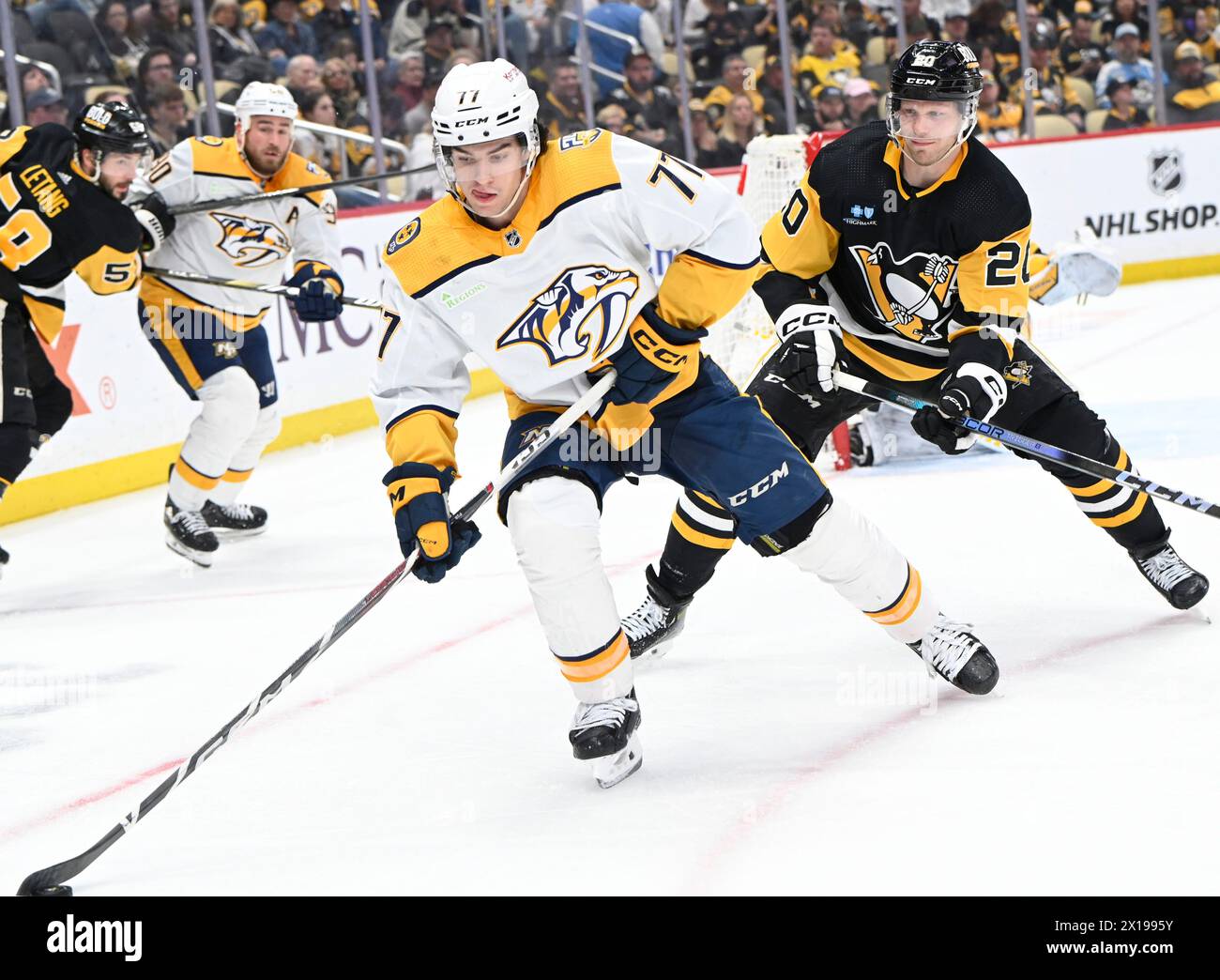 Pittsburgh, United States. 15th Apr, 2024. Pittsburgh Penguins center ...