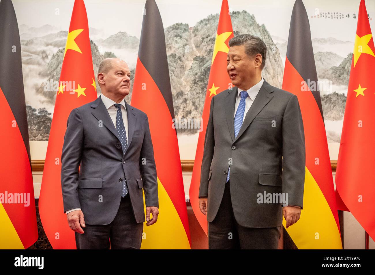 16 April 2024, China, Peking: Federal Chancellor Olaf Scholz (SPD) is ...