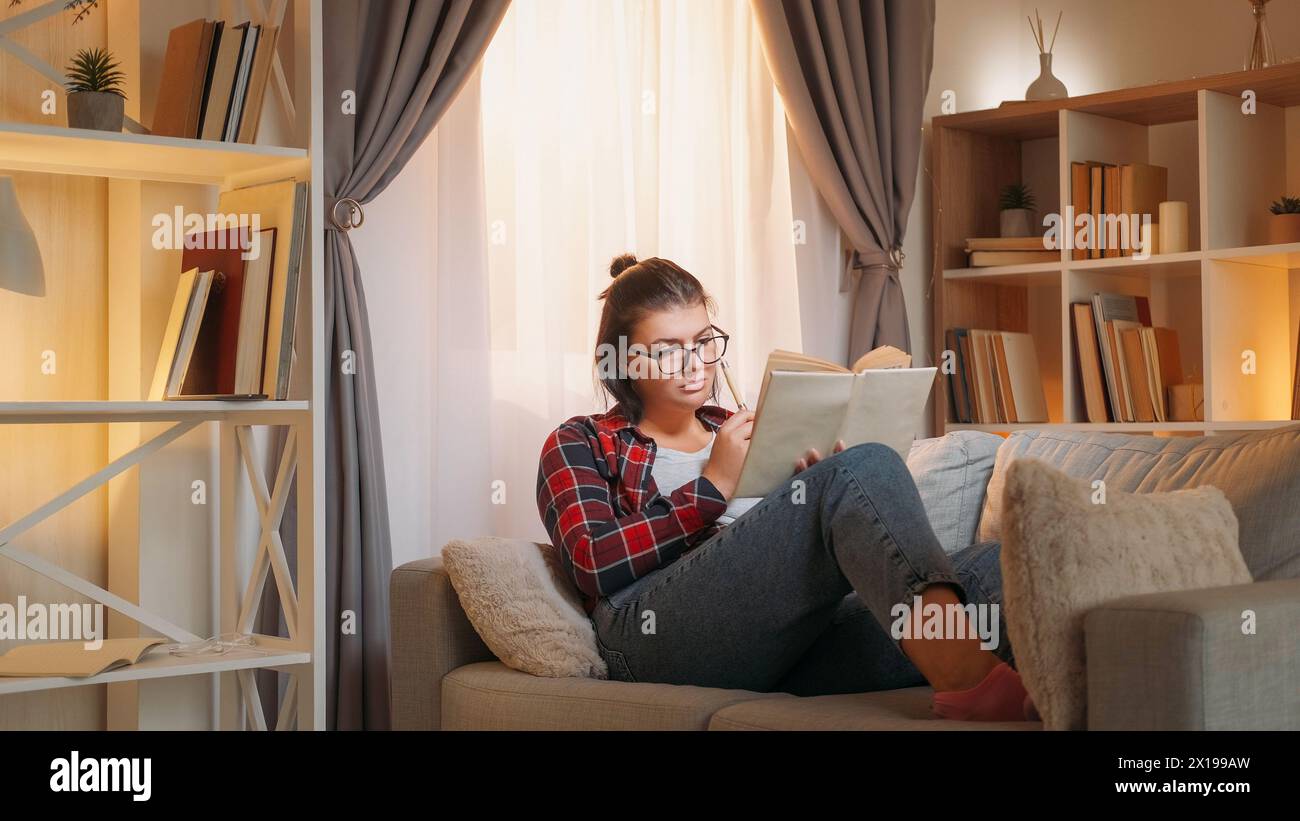 Study problem. Exam preparing. Home education. Confused woman reading ...