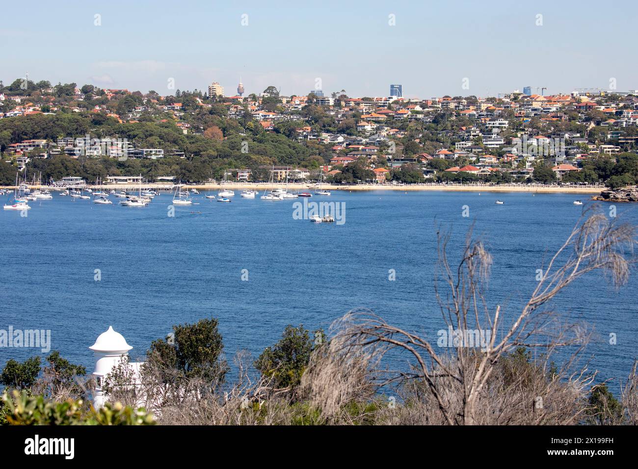 Balmoral and Edwards beaches on Sydney Harbour viewed from Middle Head ...