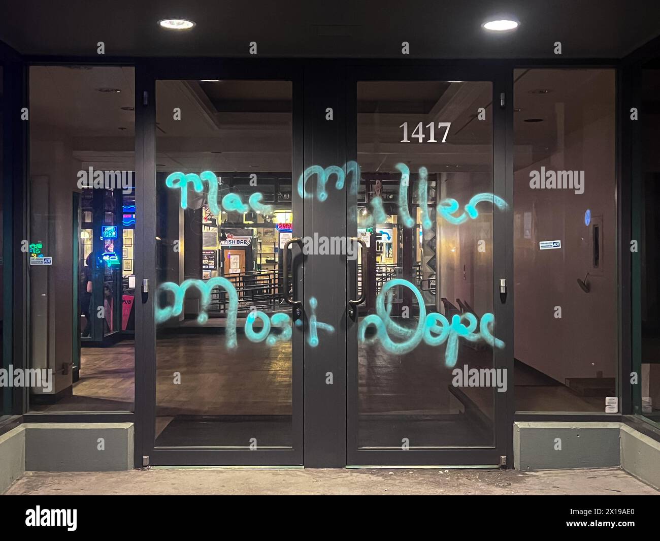 Seattle, USA. 18th Mar, 2024. Mac Miller Grafitti on an empty shop at ...