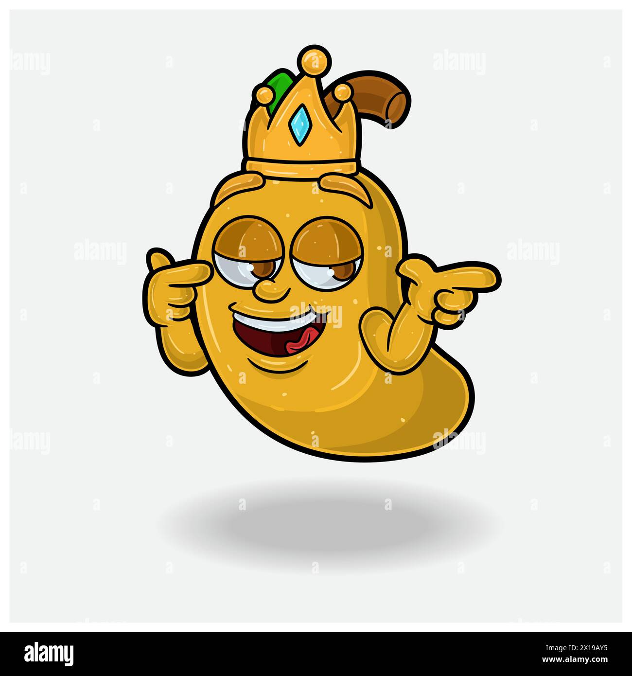 Smug expression with Mango Fruit Crown Mascot Character Cartoon. Vector ...
