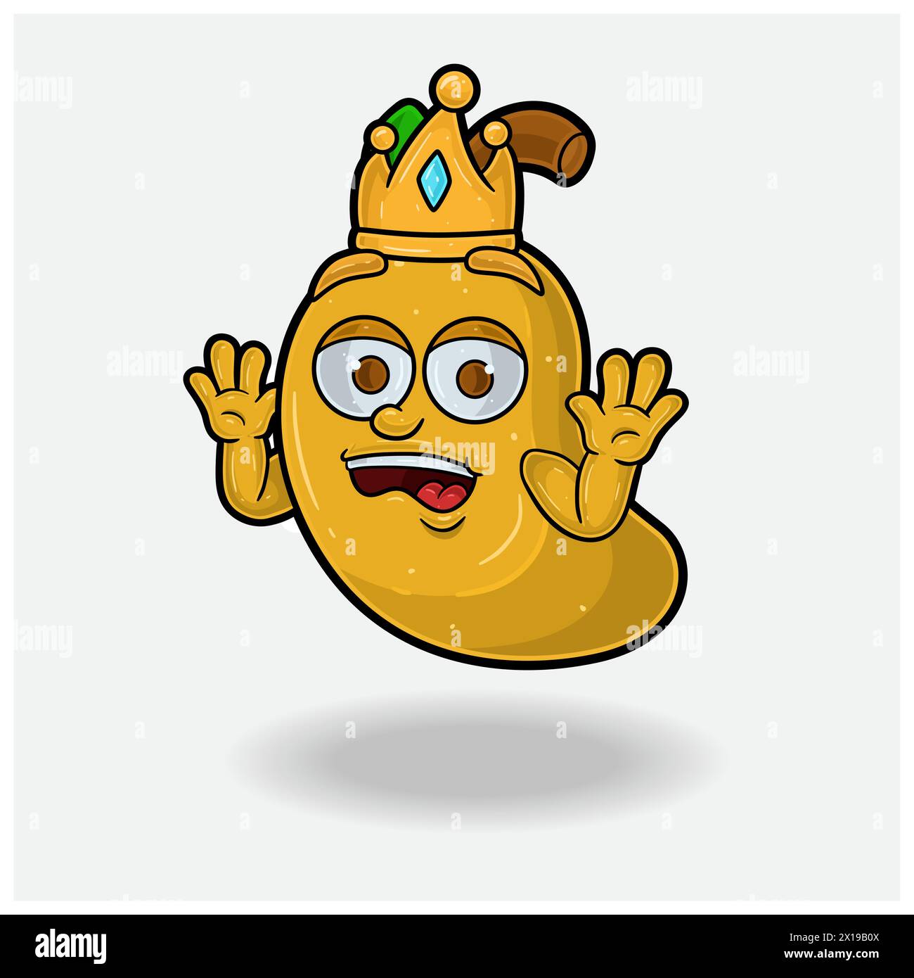 Shocked expression with Mango Fruit Crown Mascot Character Cartoon ...