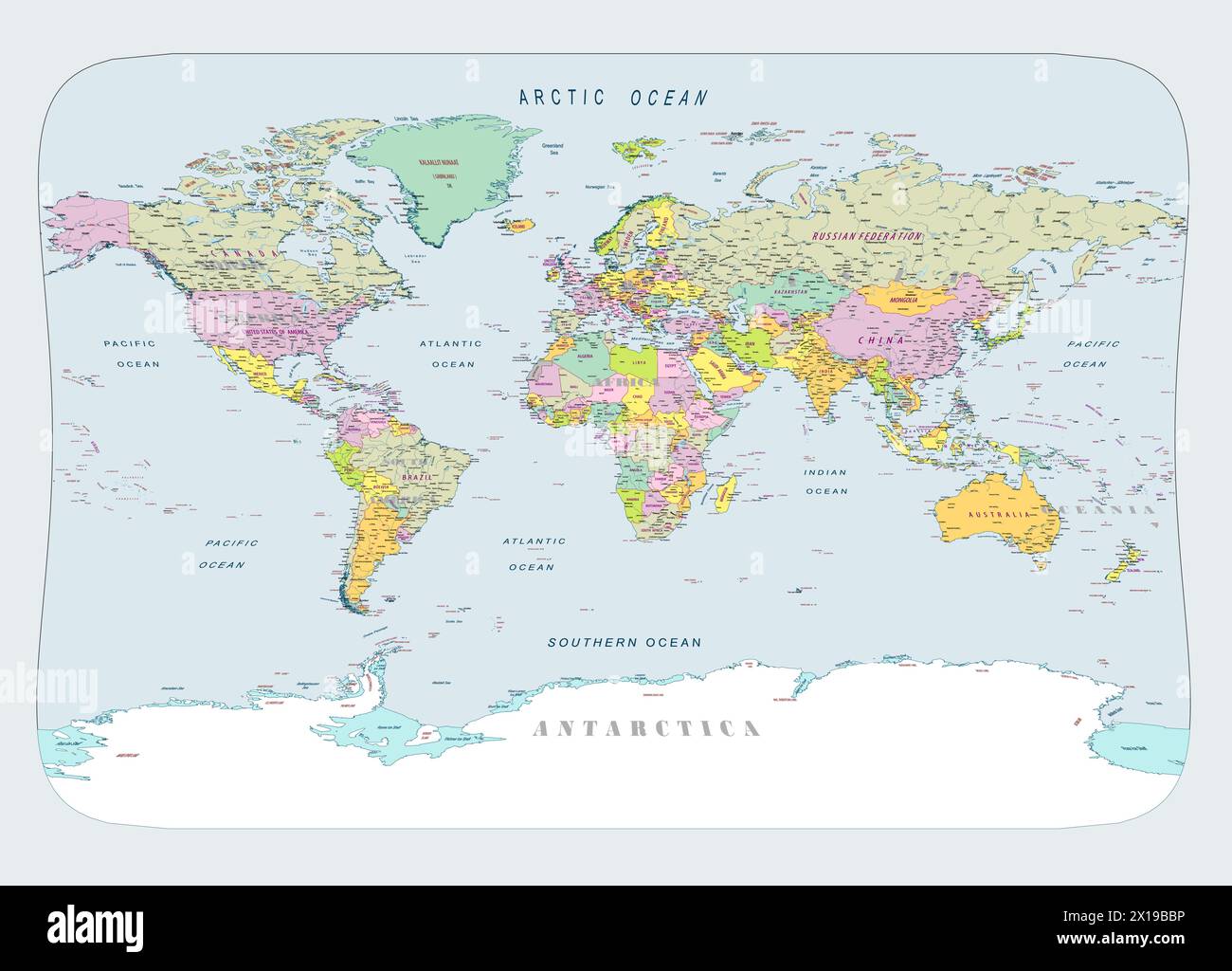 Political world map light colors Contains information licensed under ...