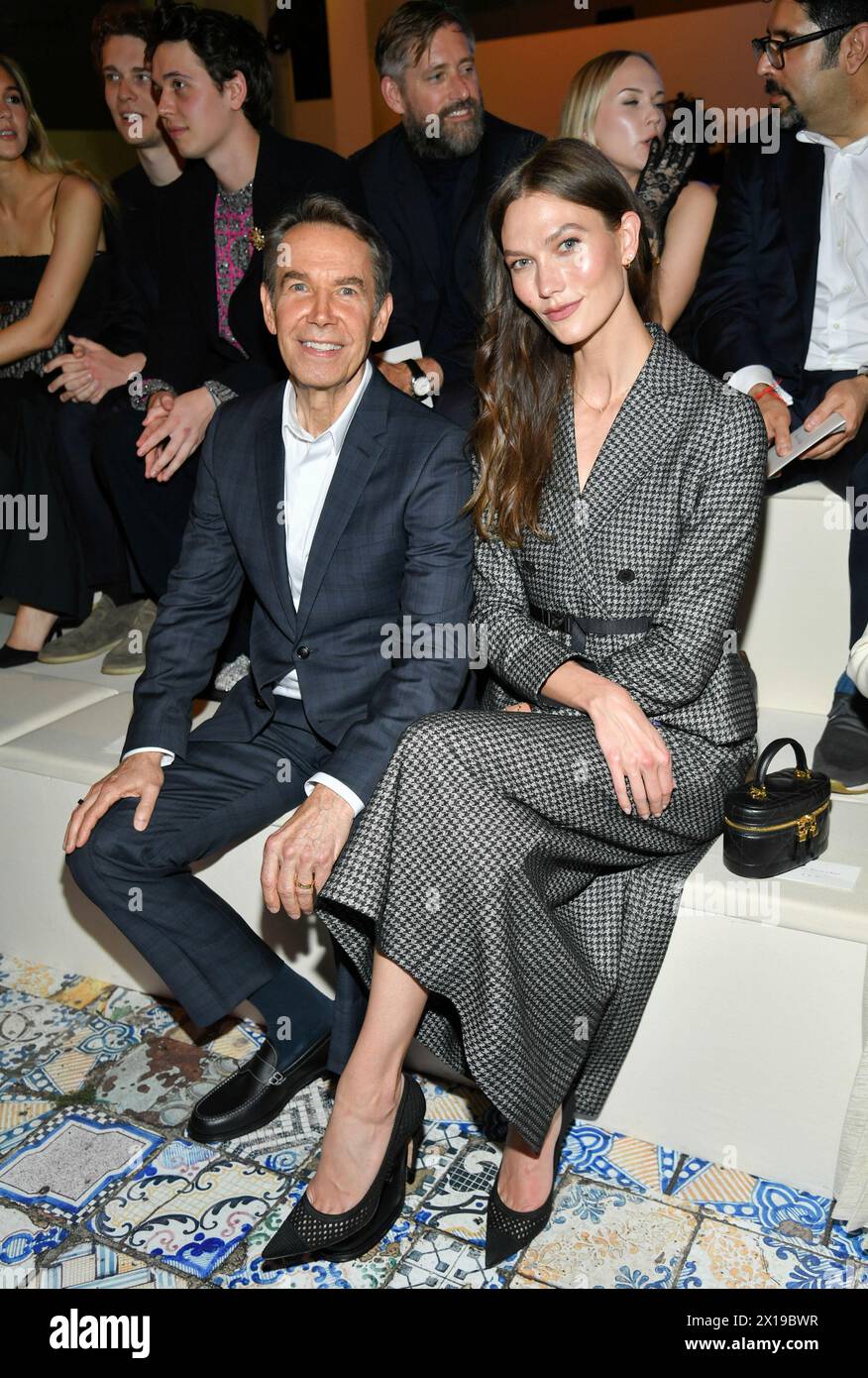 Jeff Koons, left, and Karlie Kloss attend the Dior pre-fall 2024 ...