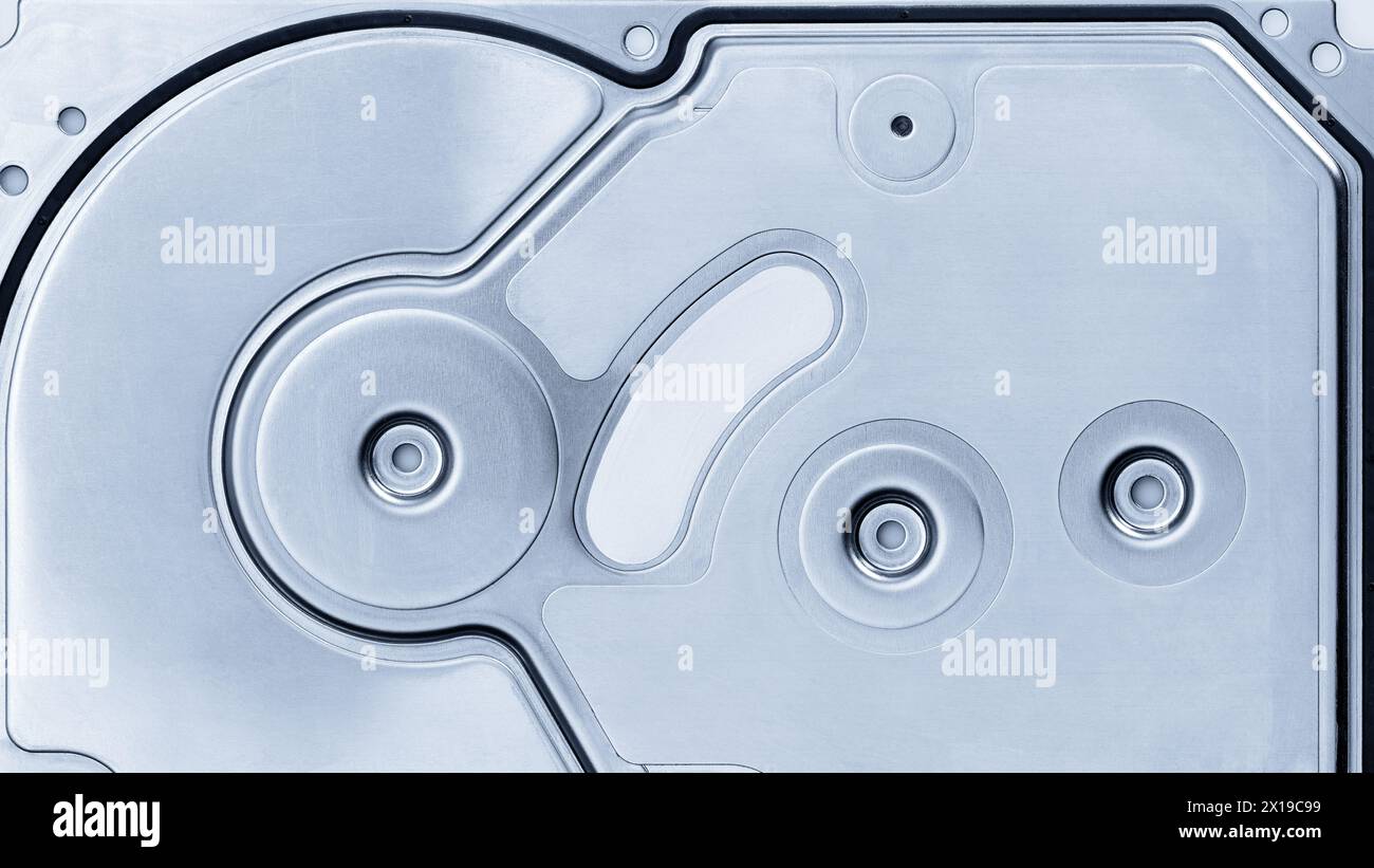 hard disc drive top cover. brushed metal. toned blue Stock Photo - Alamy