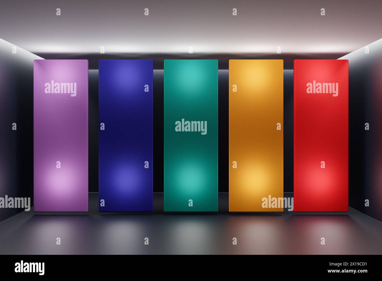 3D illustration of bright stripes burning on black isolated background ...