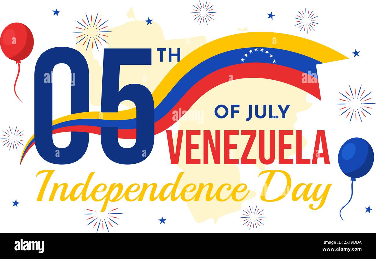 Happy Venezuela Independence Day Vector Illustration on 5 July with ...