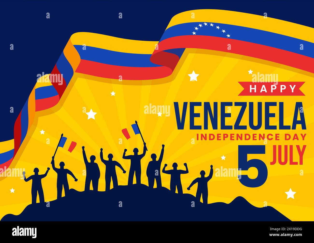 Happy Venezuela Independence Day Vector Illustration on 5 July with ...