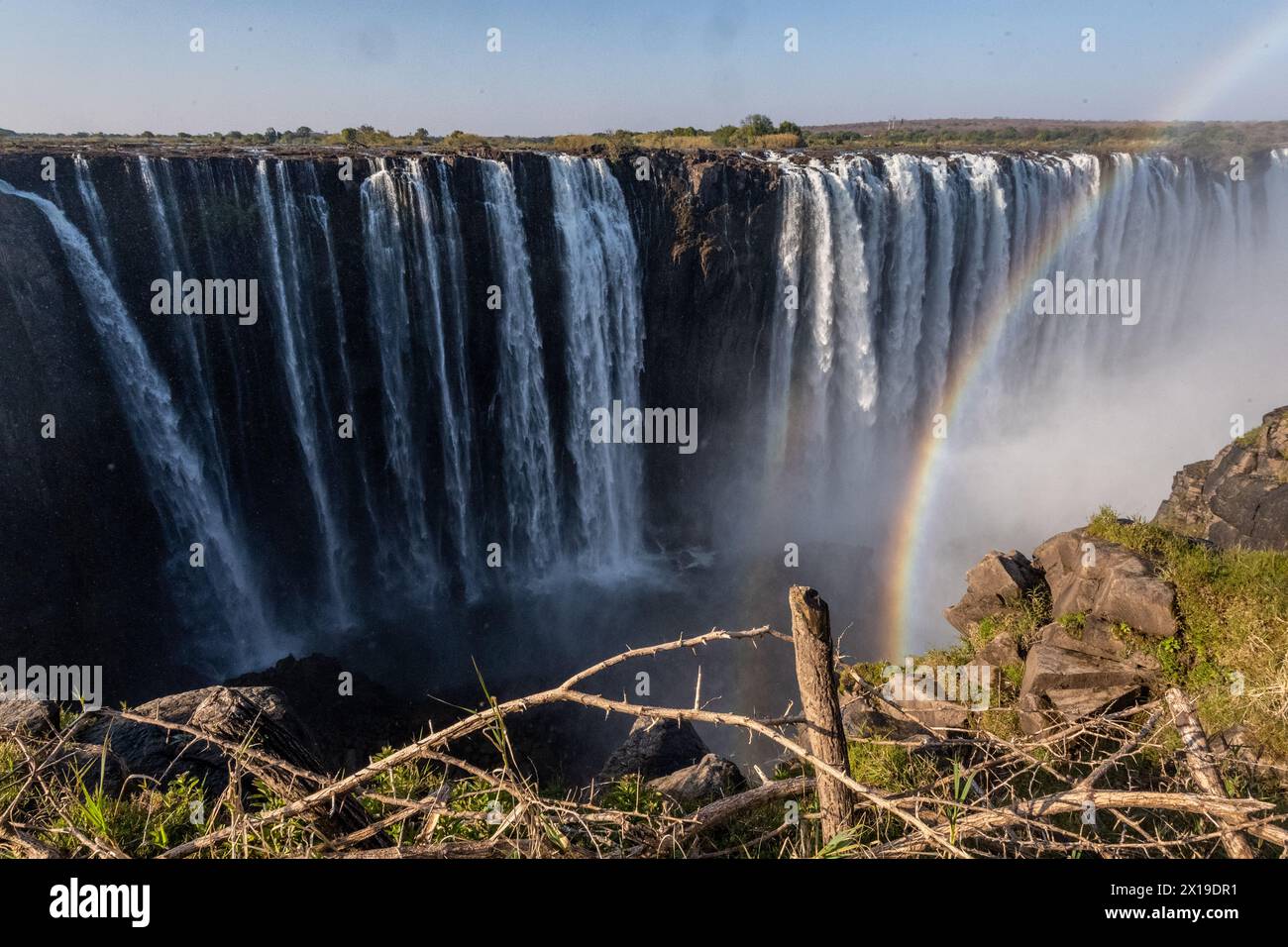 Closeup of the Victoria falls, on the Zimbabwe Zambia Border Stock ...