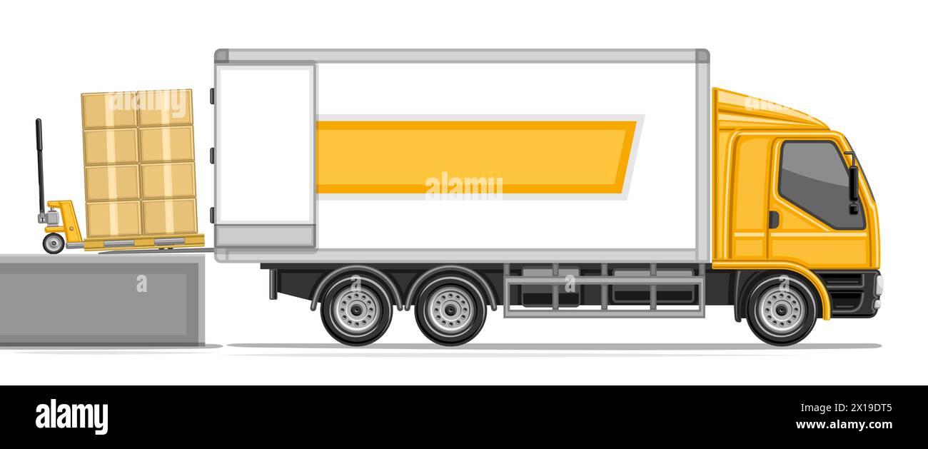 Vector illustration of Loading Truck, horizontal header with profile ...
