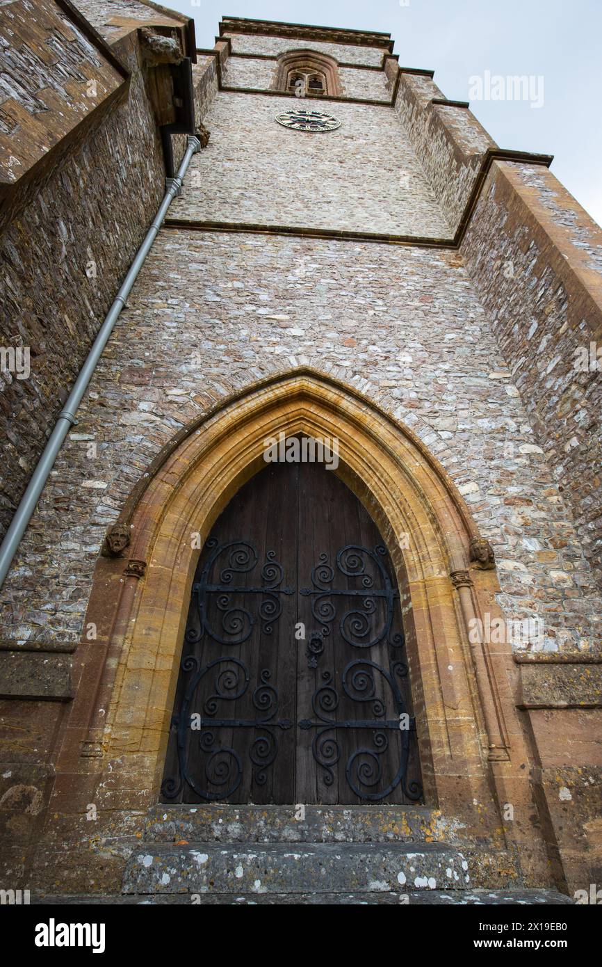 Main door at St Mary's Church, Buckland St Mary, Somerset Stock Photo ...