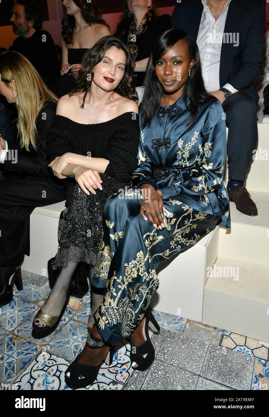 Laetitia Casta, left, and Anna Diop attend the Dior Pre-Fall 2024 fashion show at the Brooklyn ...