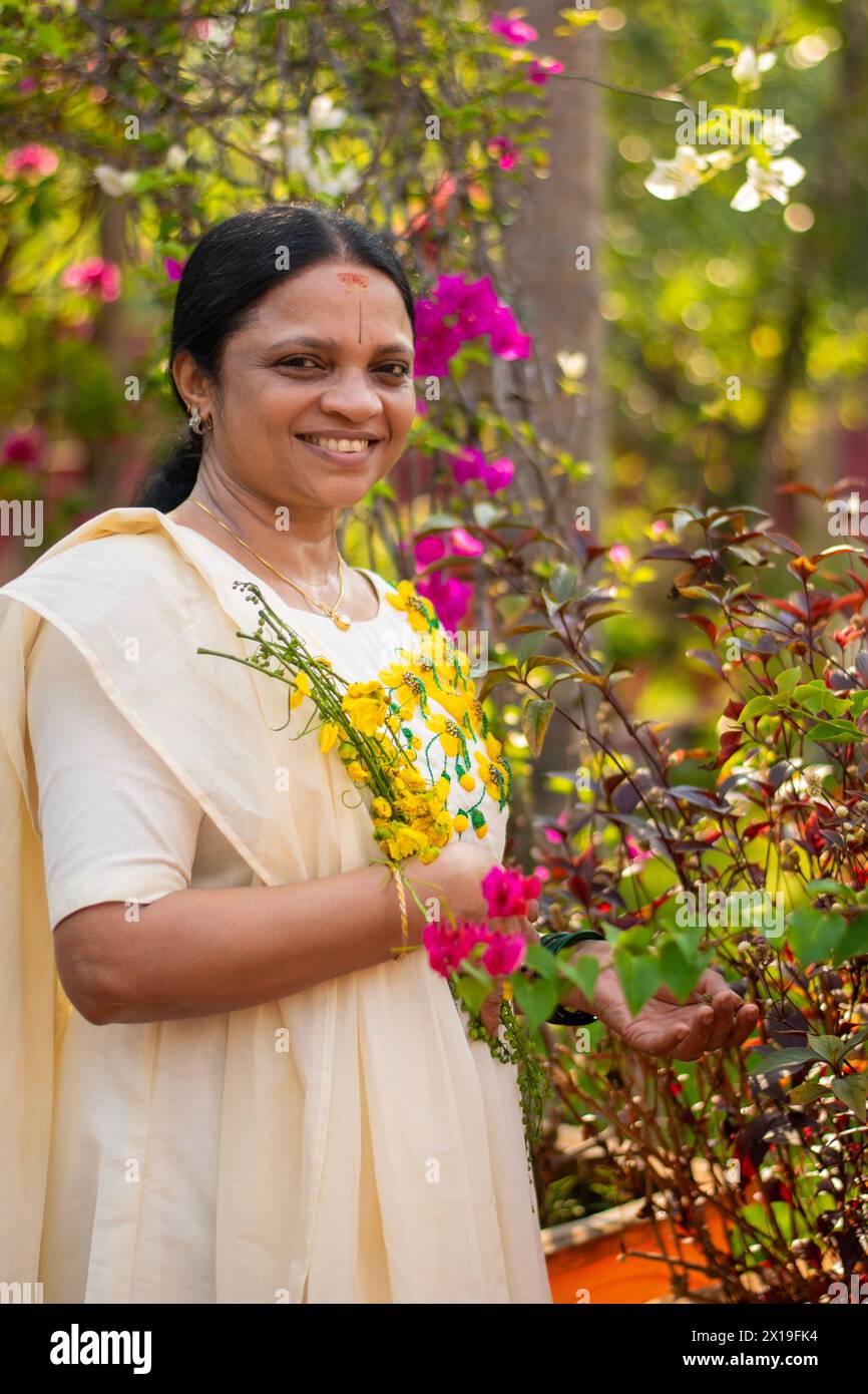 A Picture of middle aged malayali woman wearing a traditional kerala ...