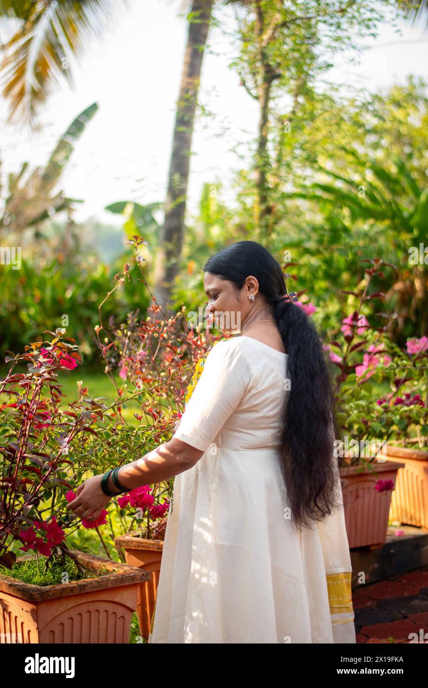 A Picture of middle aged malayali woman wearing a traditional kerala ...