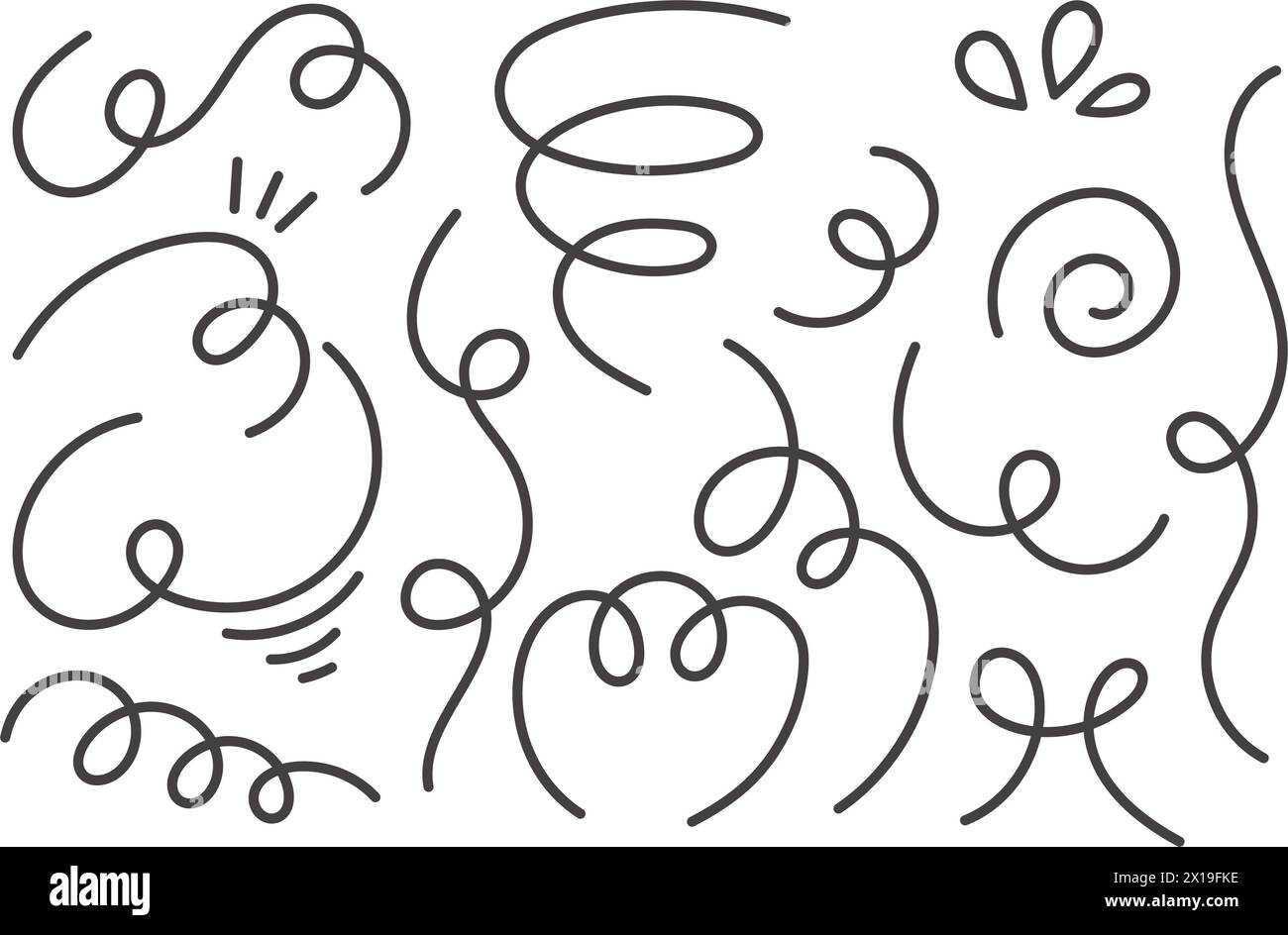 Swash vector lines. Curly hand drawn underlines. Swirl swishes and ...