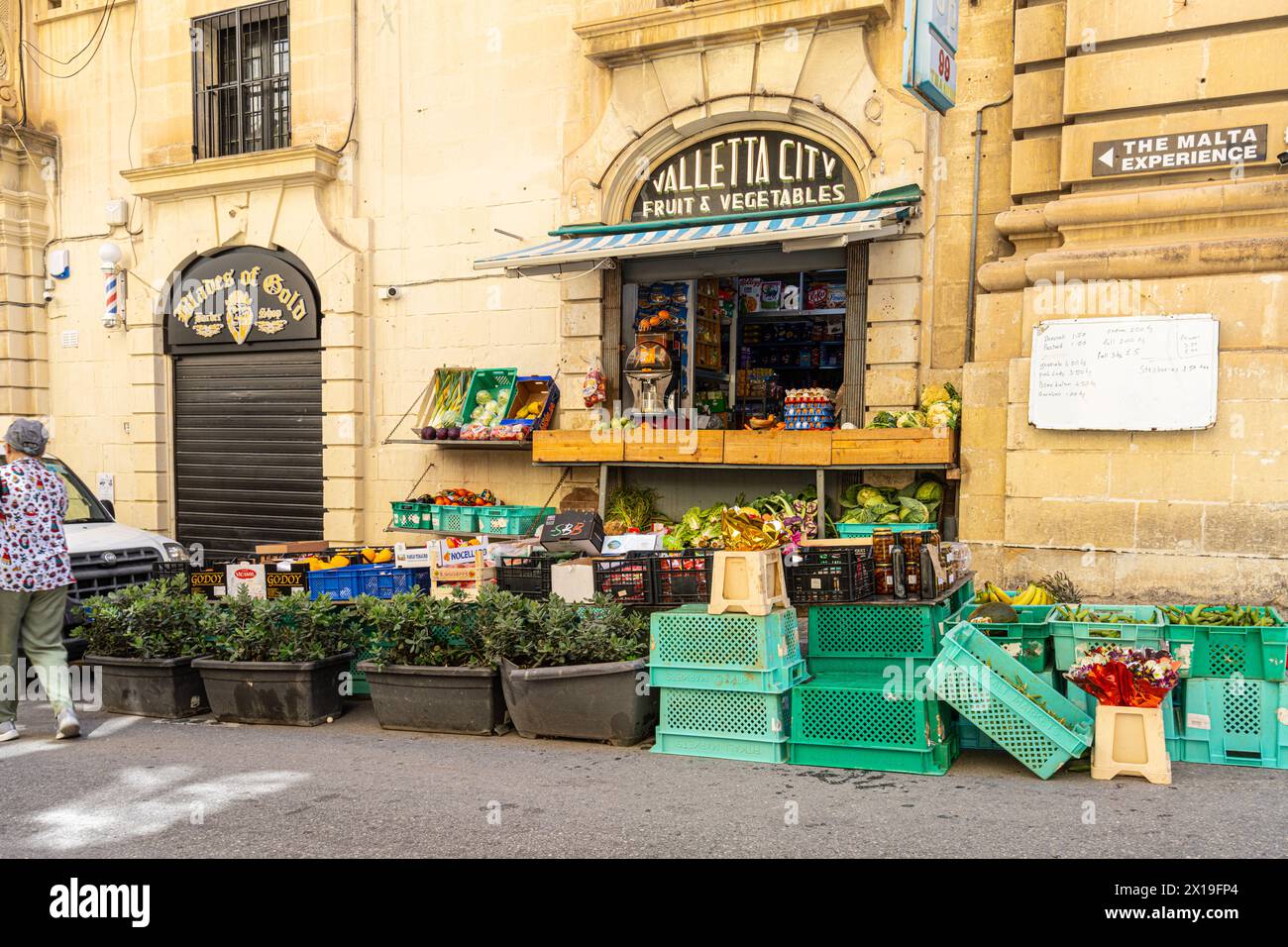 Valletta, Malta, April 03, 2024. view of a typical fruit and vegetable ...