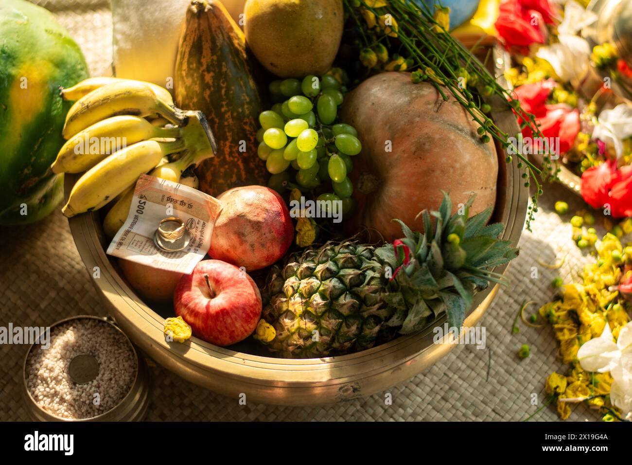 A Picture of Vishu kani which is an offering given to god during the ...