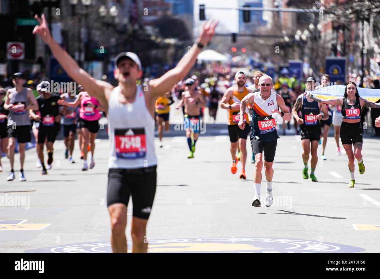 Boston, USA. 15th Apr, 2024. Runners participate in the 2024 Boston ...