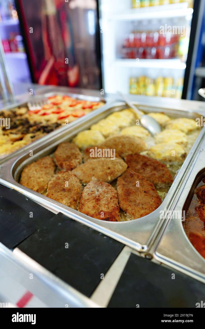 Bustling Cafeteria Serving Line During Lunchtime Offering a Variety of ...