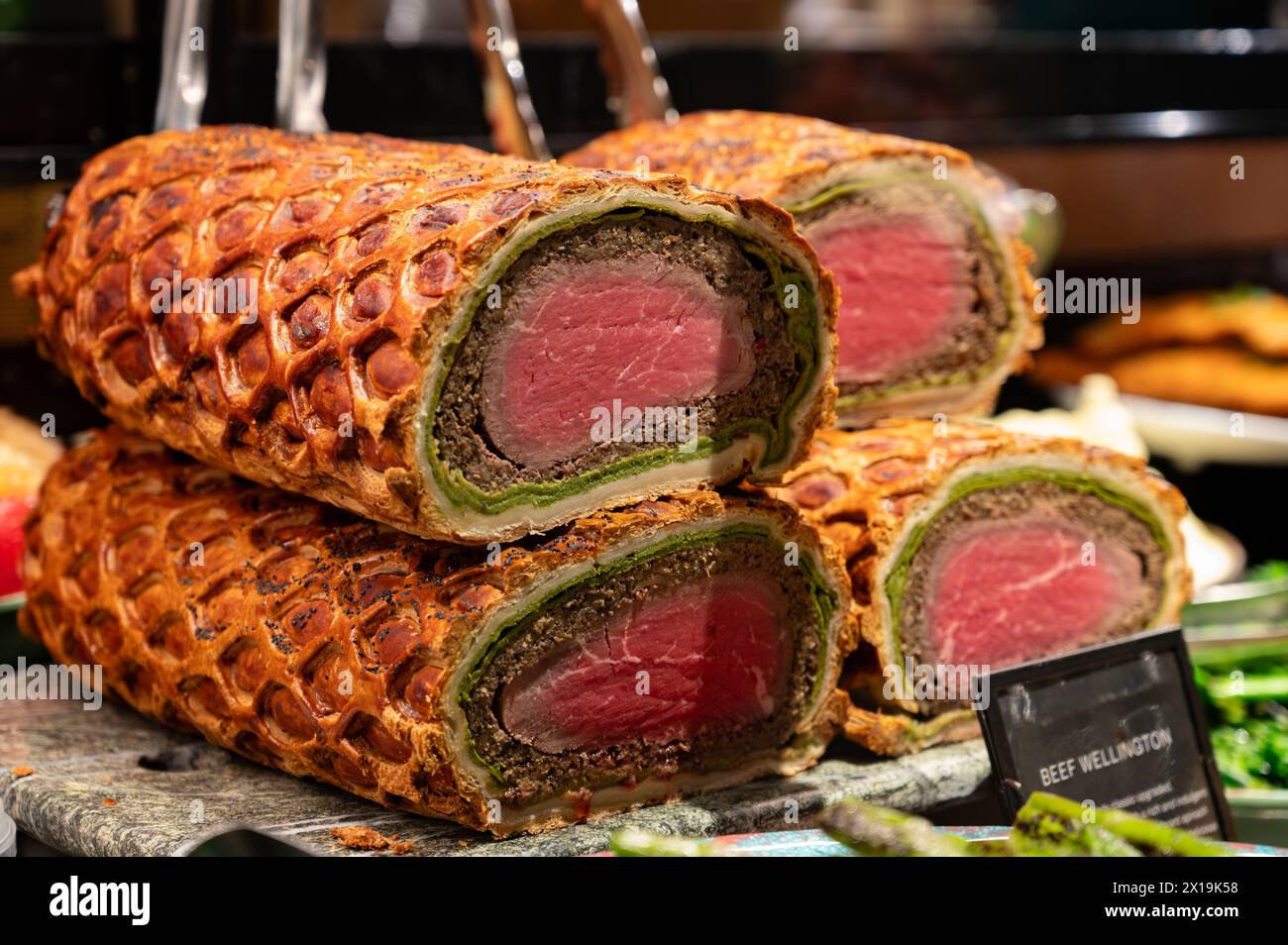 Real British beef Wellington, steak meat dish made out of fillet steak ...