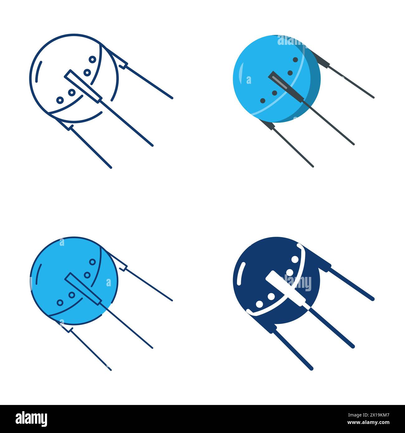 Soviet artificial satellite icon set. Sputnik space ship symbol. Vector ...