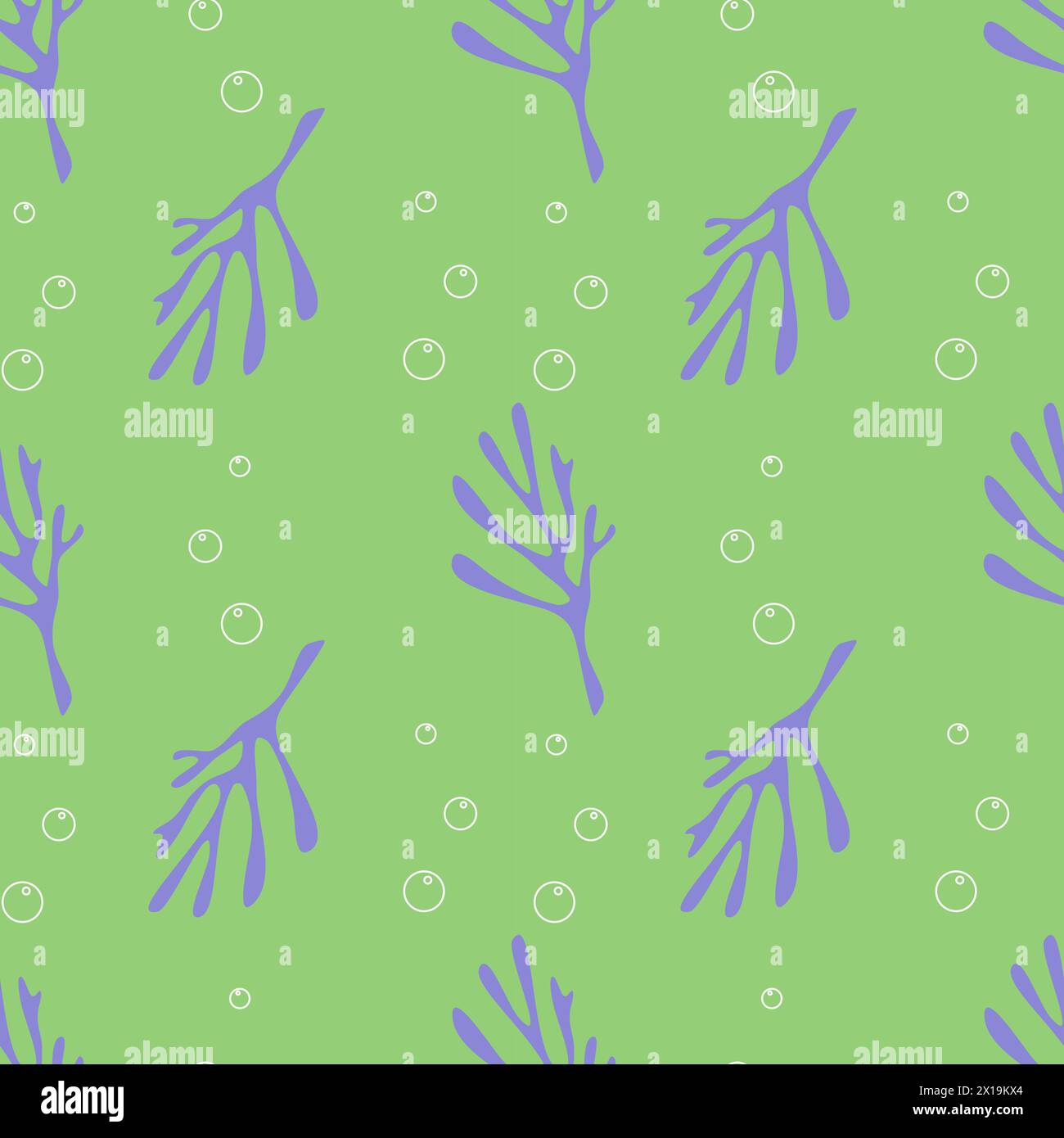 Sea pattern with corals and air bubbles, ocean marine green background ...