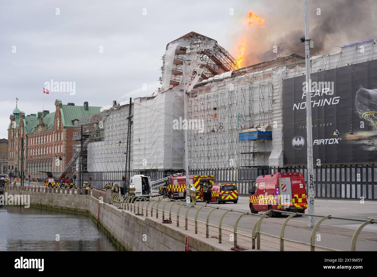 The historic building Boersen is on fire in central Copenhagen in ...