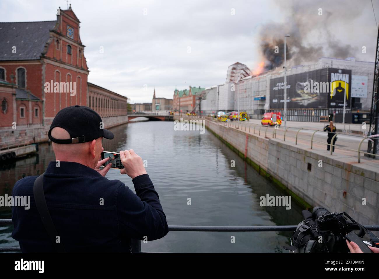 The historic building Boersen is on fire in central Copenhagen in ...