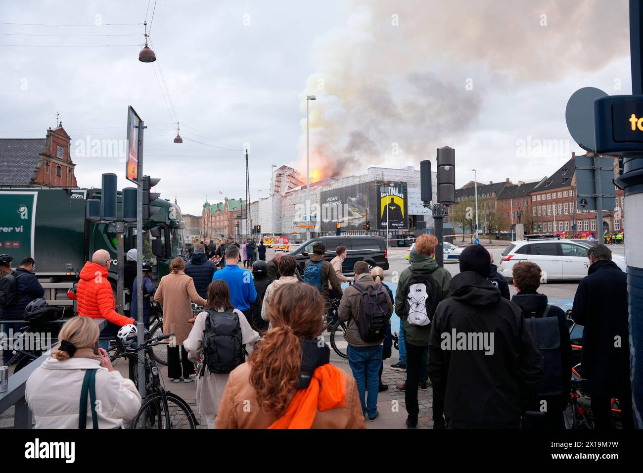 The historic building Boersen is on fire in central Copenhagen in ...