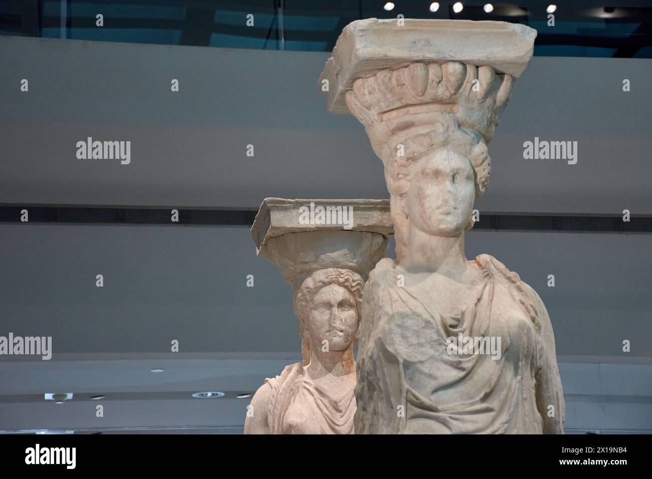 Athens, Greece; October, 13,2022: The authentic caryatids, from the ...