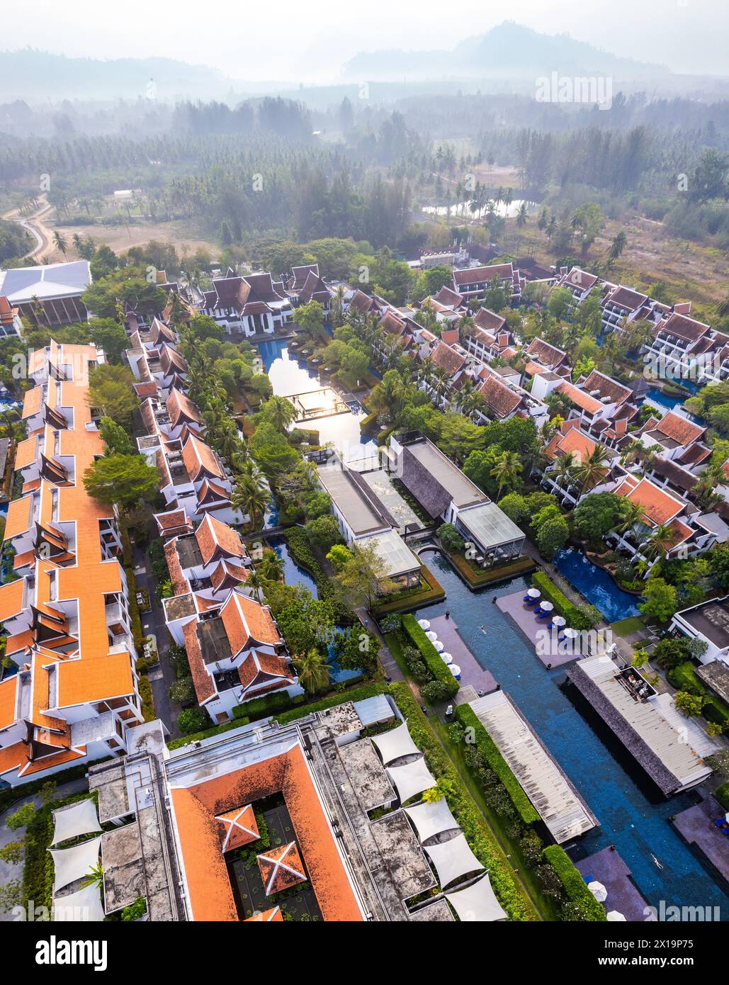 Aerial view of luxry hotel in Khao Lak beach in Phang Nga, Thailand ...