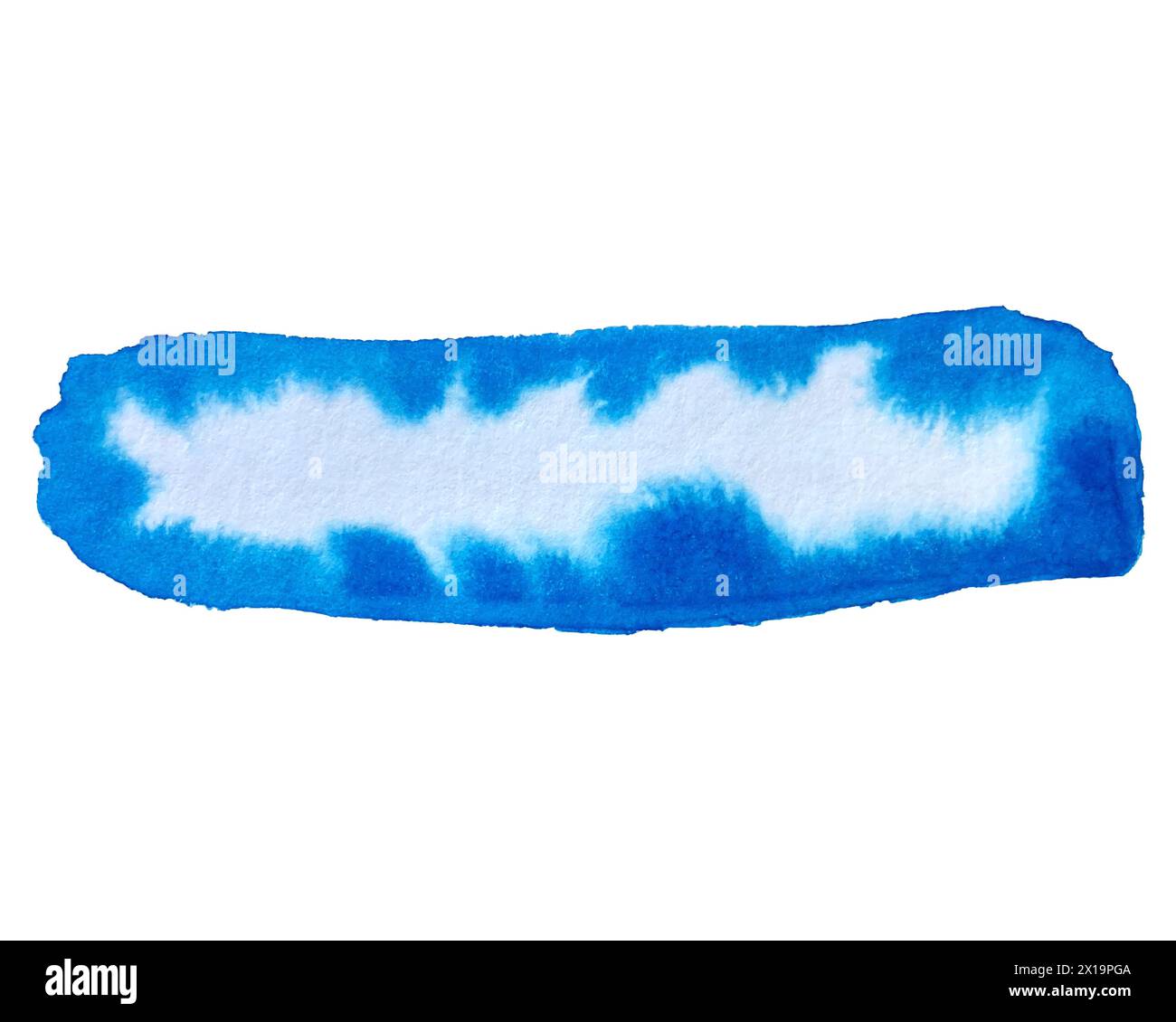 Watercolor frame background made of blue paint and empty space for ...