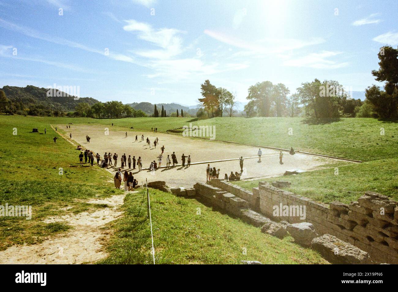 Ancient Olympic stadium, Olympia, Peloponnese, Greece. Ancient Olympia ...